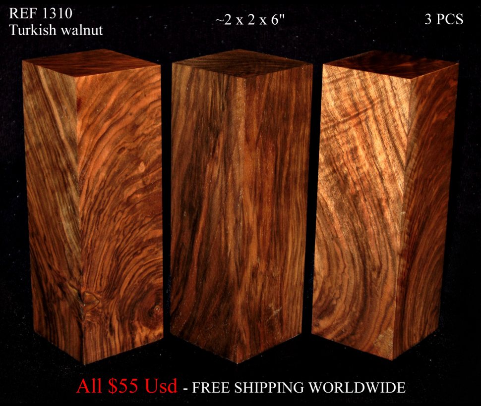 **ENDED** ~2x2x6" Turkish walnut wood blocks ***** Free Shipping ...