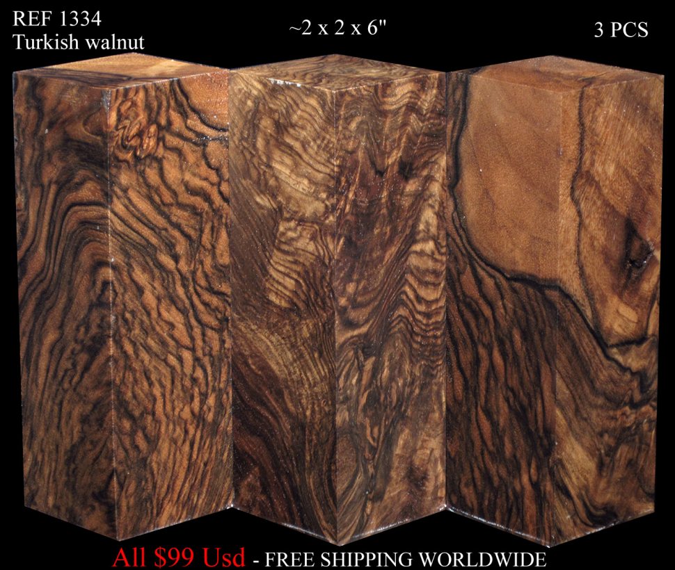 **ENDED** ~2x2x6" Turkish walnut wood blocks ***** Free Shipping ...