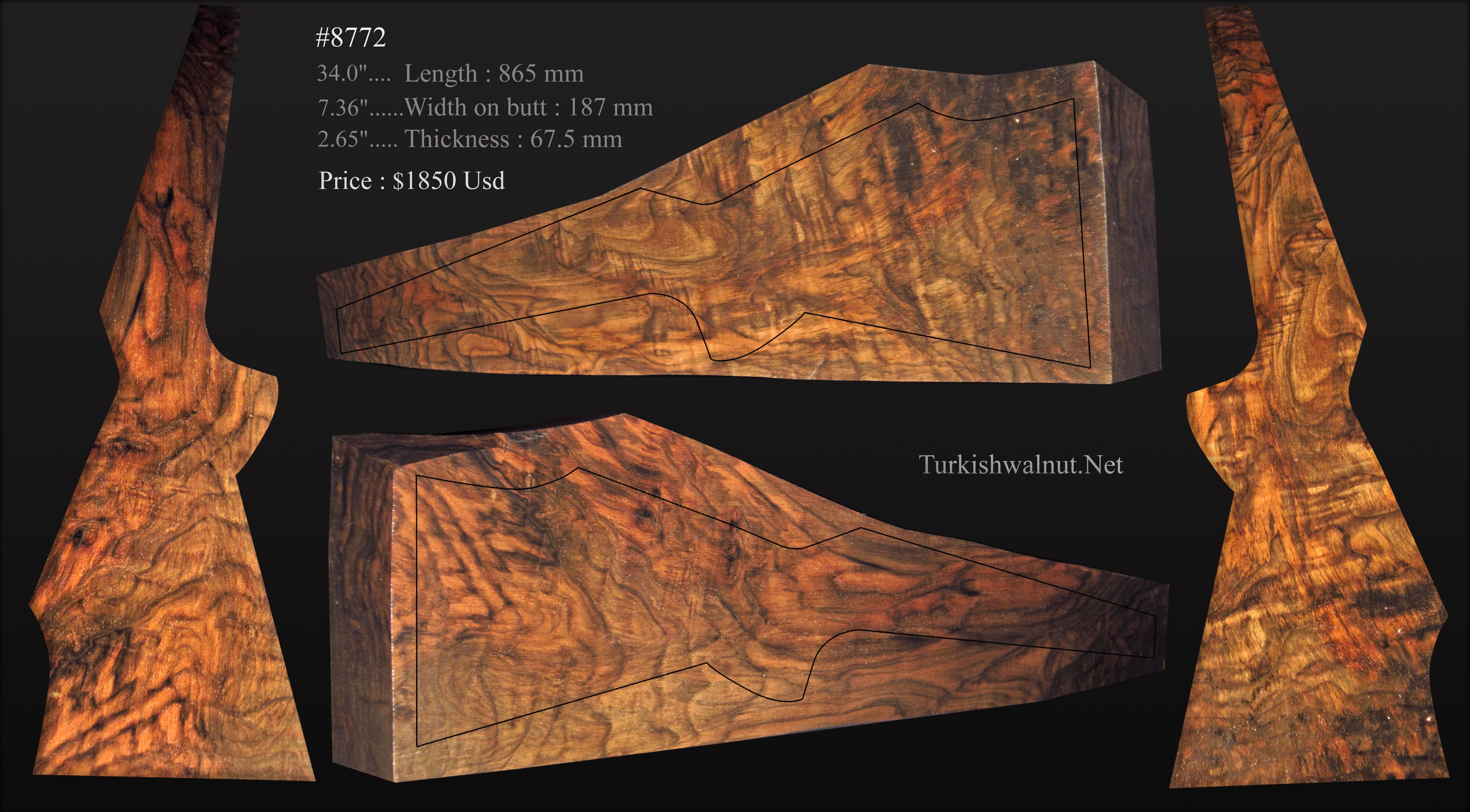 Rifle Blanks & Mannlicher stock blanks - Turkish Walnut - Lux High ...