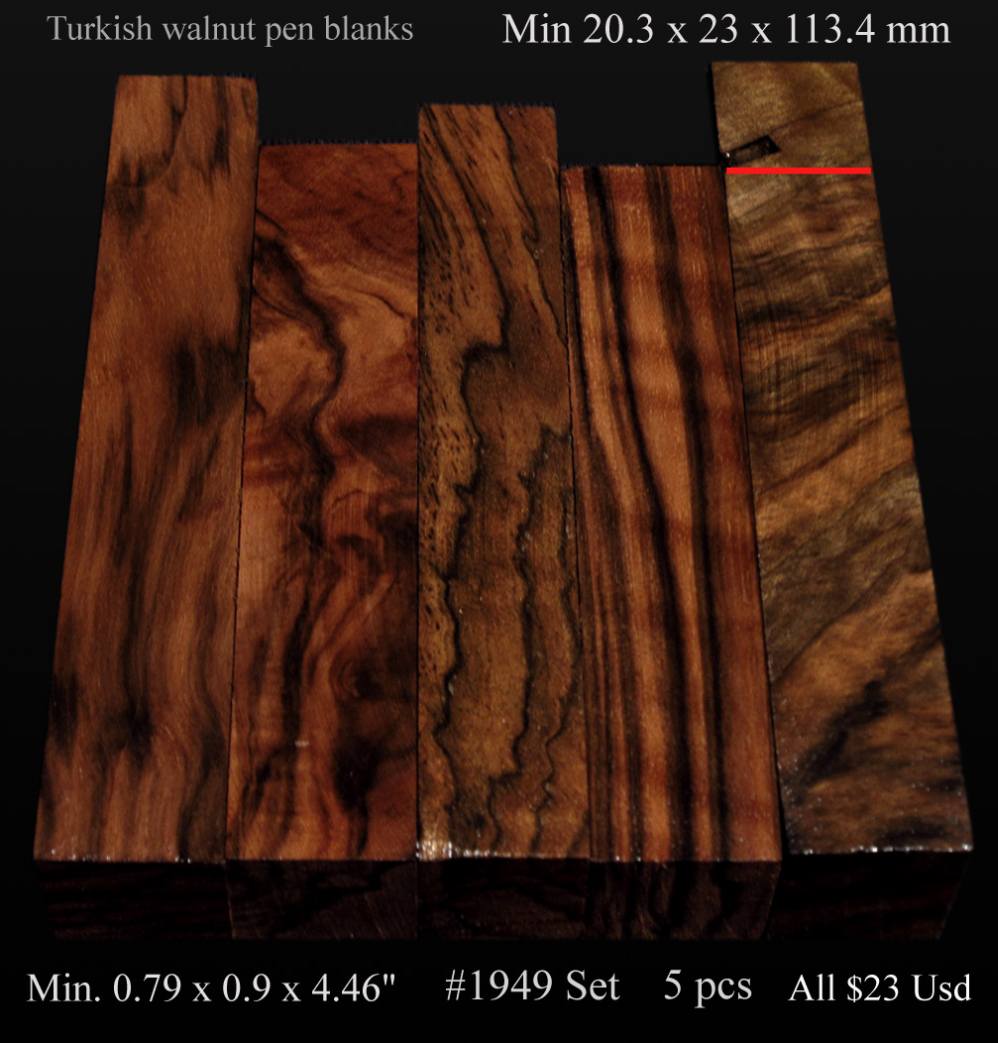 Turkish Walnut Pen Blanks - Exhibition grade - Classy - Full Fancy ...